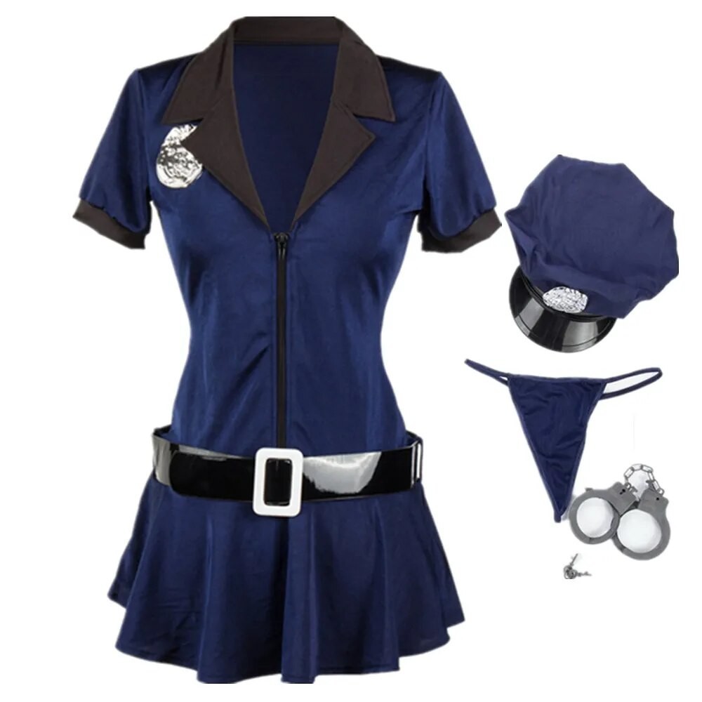 75q Full Set Sexy Female Cop Police Officer Uniform Costume Adult