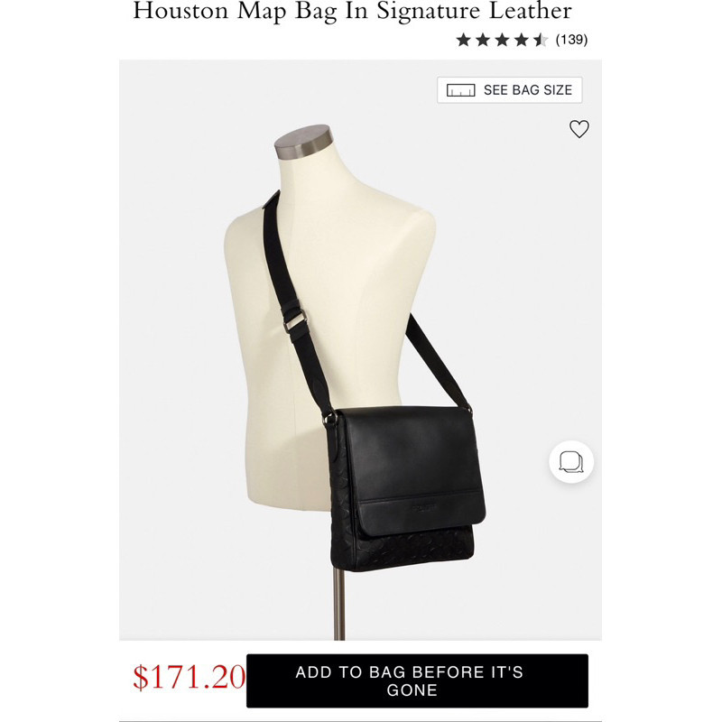 AUTHENTIC/ORIGINAL Coach Houston Map Men’s Bag In Black Signature ...