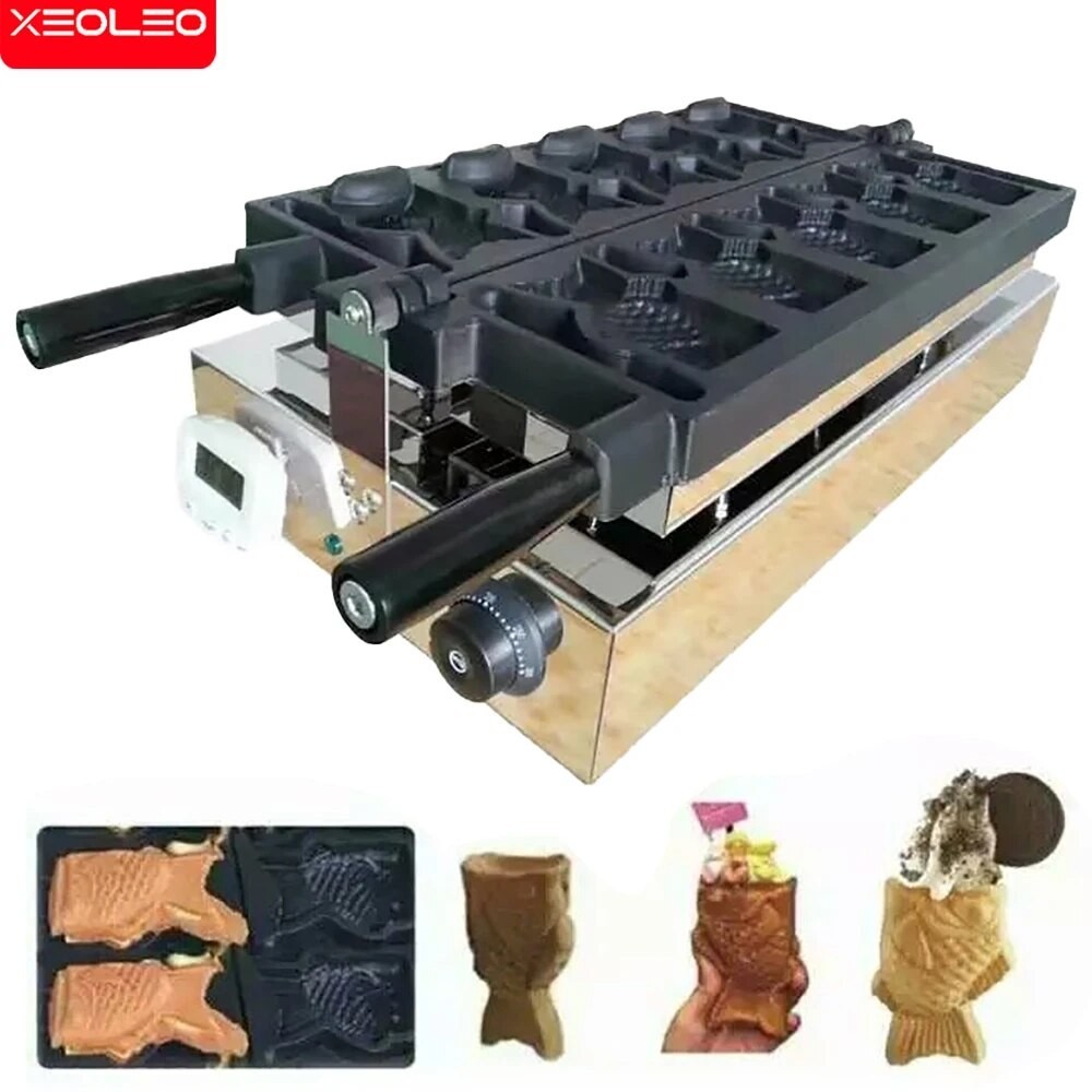 XEOLEO Taiyaki Machine Waffle Maker Ice Cream Taiyaki Machine 5Psc Open ...