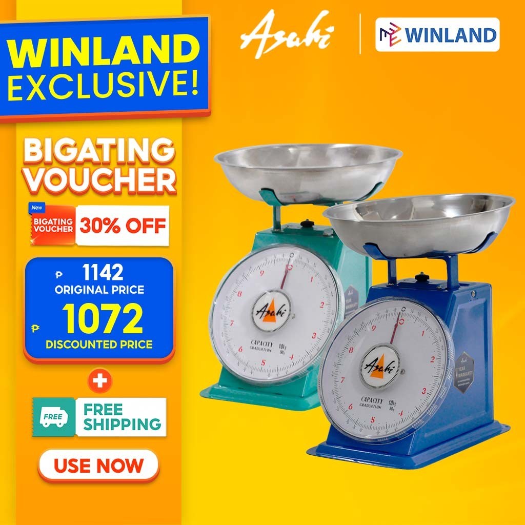 Asahi by Winland Spring Dial Weighing Scale 10kg Aluminum Pan PS-100 ...
