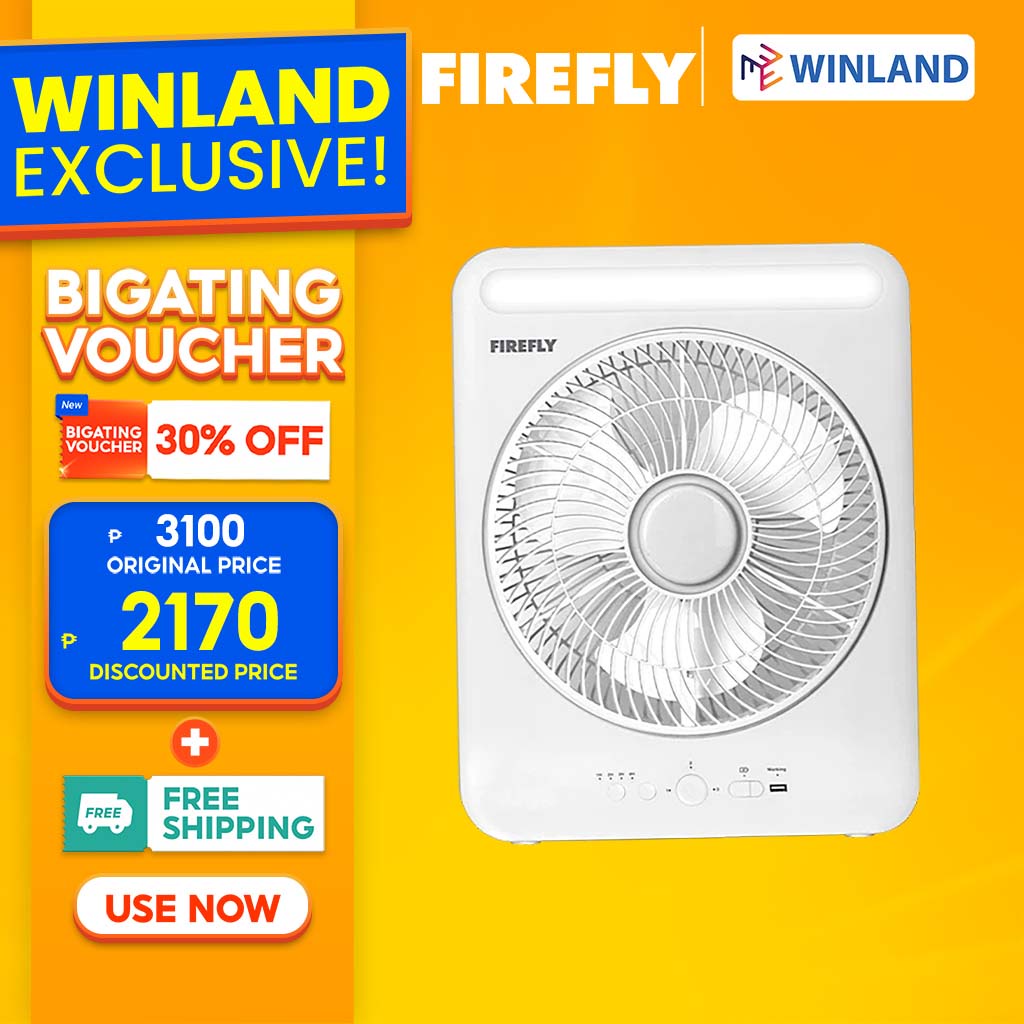 Firefly by Winland 12-inches Rechargeable Portable 3-Speed Fan with ...