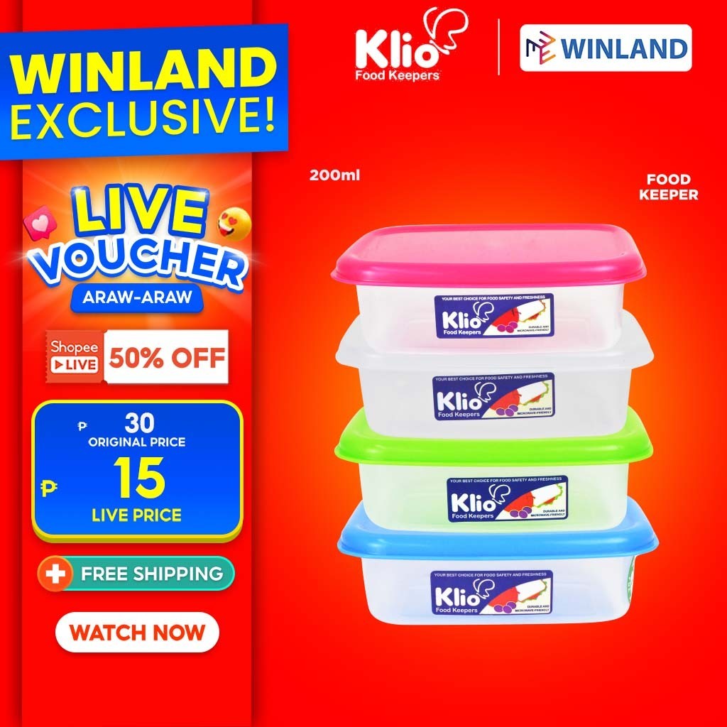 Klio by Winland 200ml Rectangular Stackable Food Keeper Plasticware ...