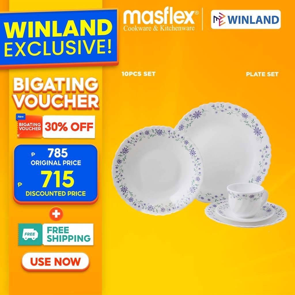 Masflex by Winland 10 Piece Opal Dinnerware Plate Set-Lavender ...