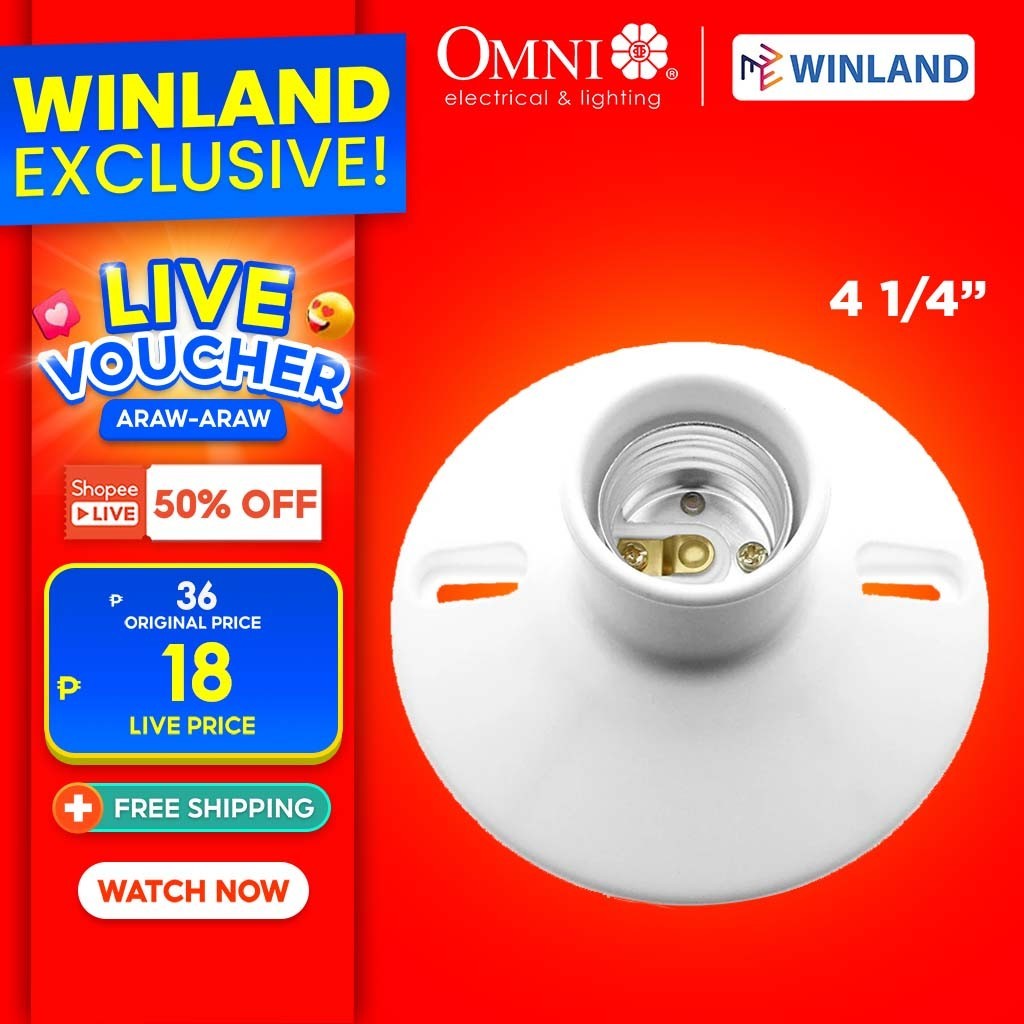 Omni by Winland E27 Ceiling Bulb Light Receptacle 4 1/4" Diameter with ...