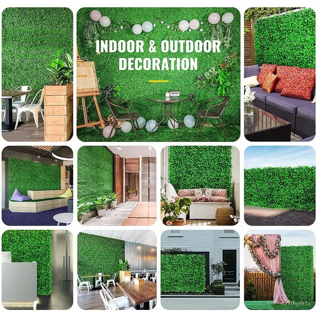 VEVOR Artificial Plant Wall Decoration Boxwood Hedge Wall Panel Home ...