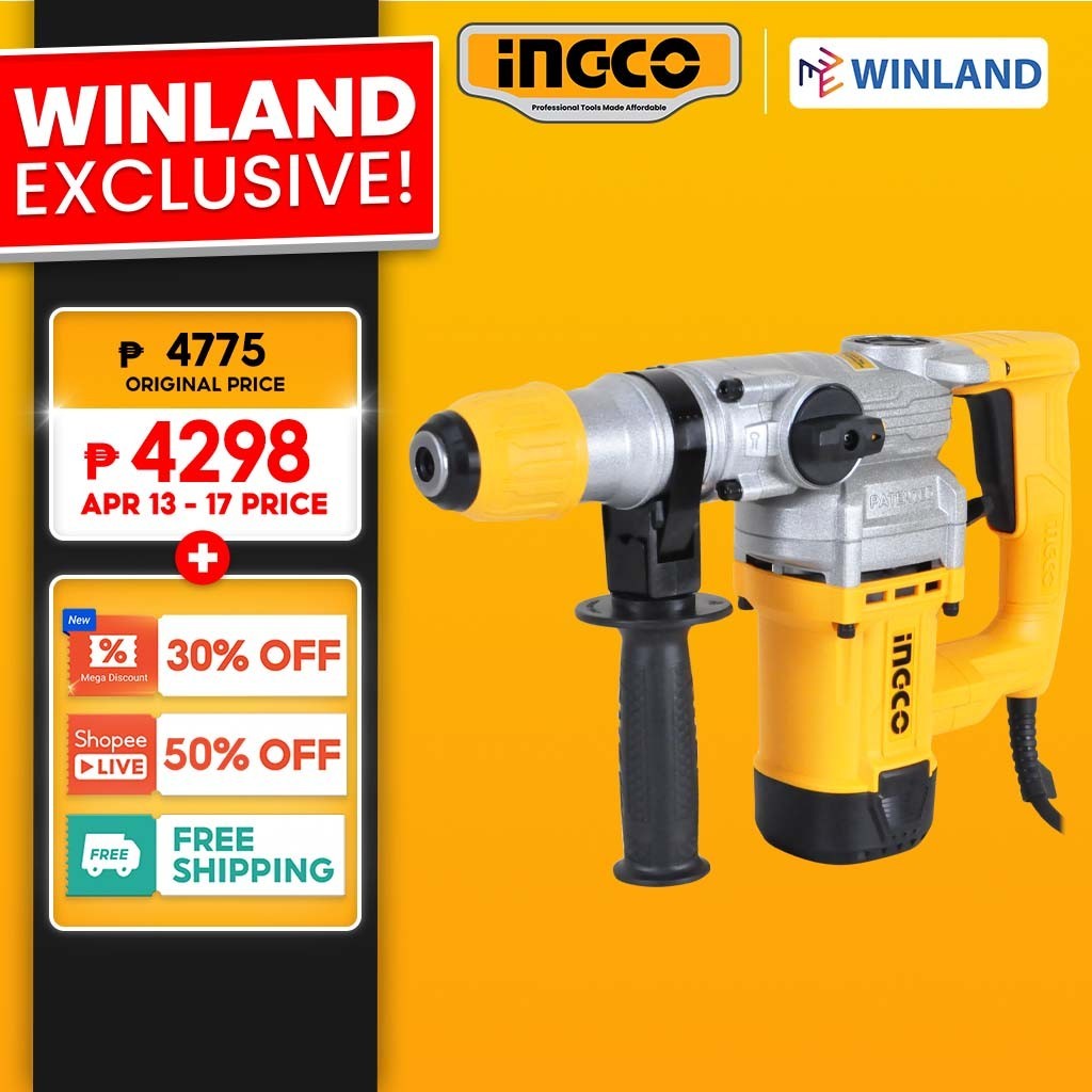 Ingco by Winland Rotary Hammer / Chipping Gun 1050W w/ FREE Bits and ...