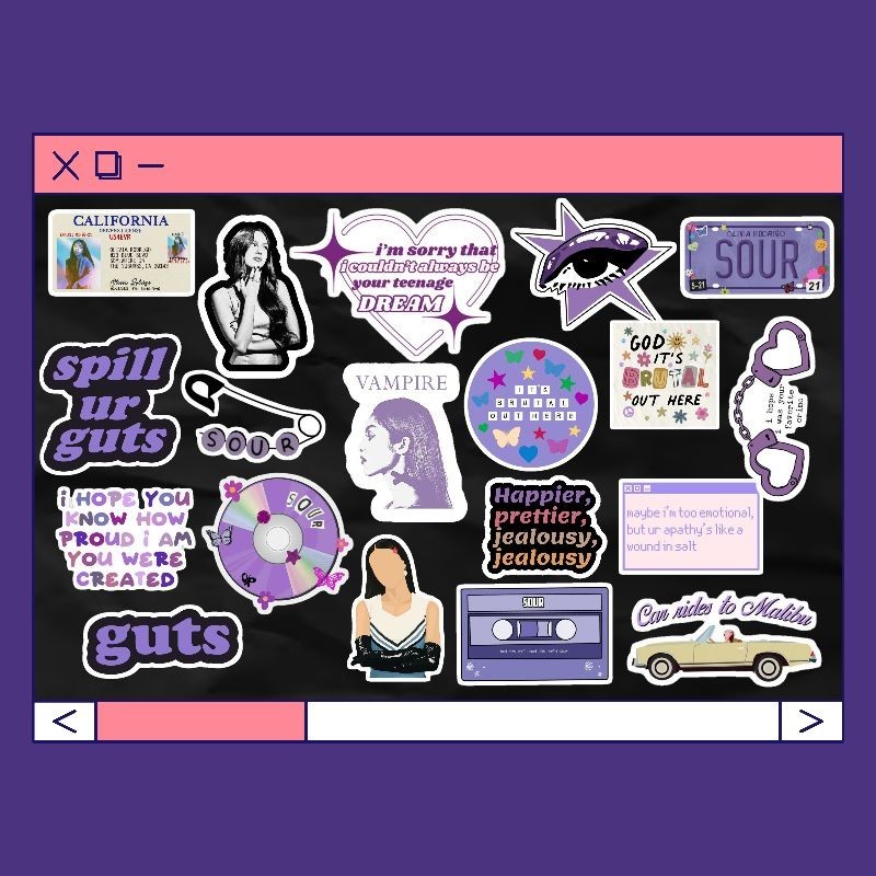 Olivia Rodrigo Sour + Guts Sticker Set | Vinyl Matte Laminated ...