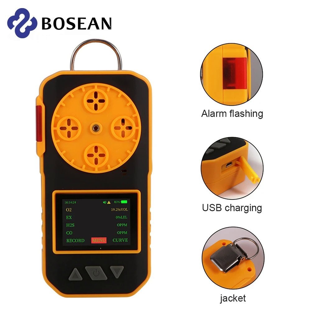 Portable 4 in 1 Multi Gas Detector EX H2S CO O2 Four Alarm methods ...
