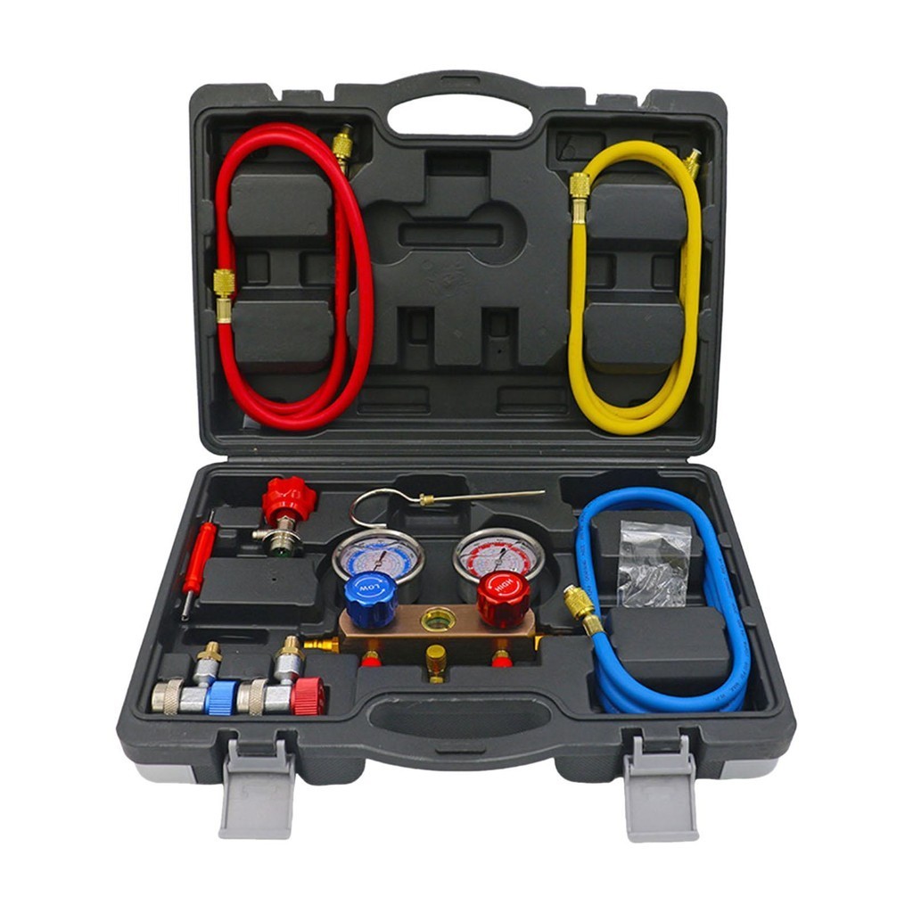 ๑AC Gauge Set Diagnostic Air Conditioning Tools Portable with Hoses ...