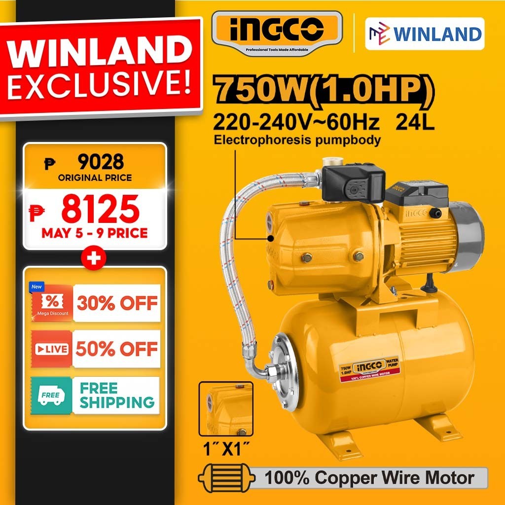 Ingco by Winland Water Pump | Jet Pump 750W 1HP JPT07508-5 ING-PT ...