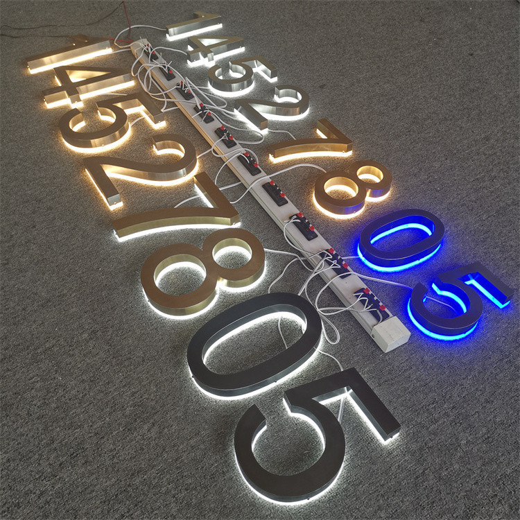 Backlit led number sign Gold/Sliver/Black Metal Letter Signs Led Lights ...