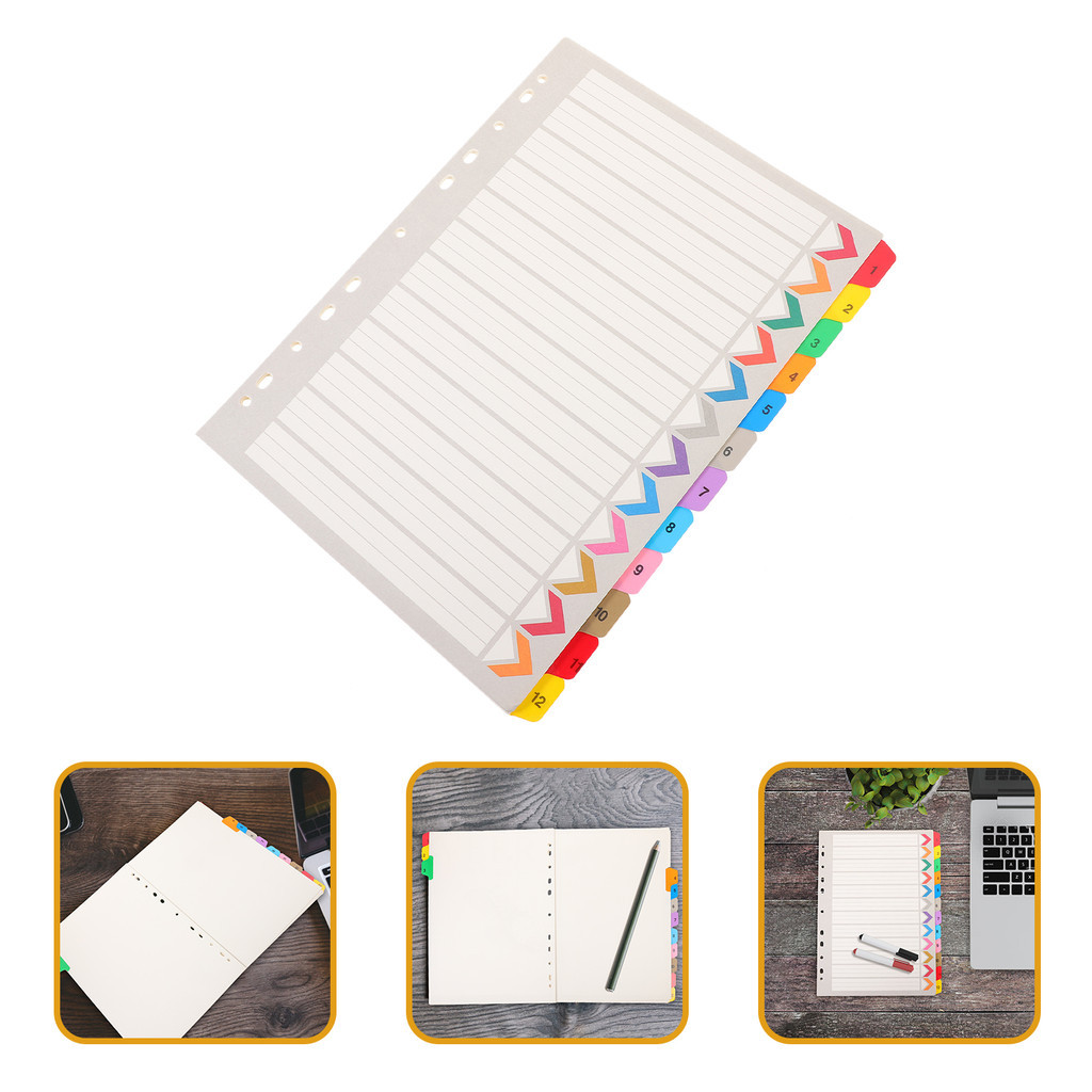 12 Sheets Office Labels Dividers Convenient Notebook Dividers Daily Use ...