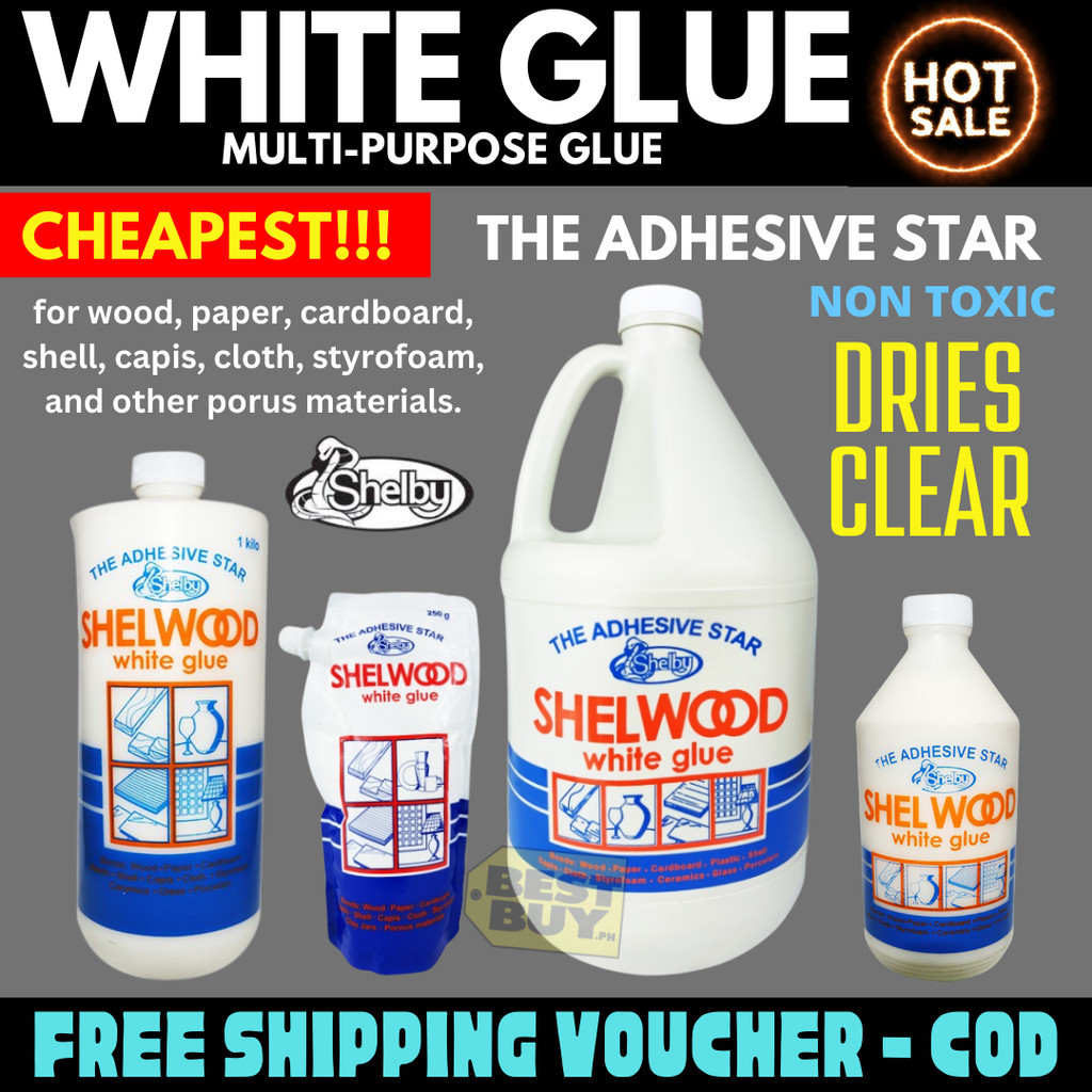 Shelwood School & Office White Glue 250g, 1/2 kg., 1kg., 4kg. - Dries ...