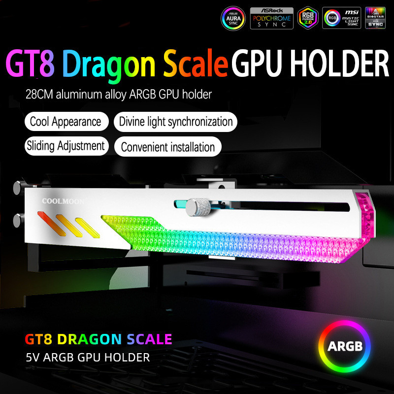 【GT8 Dragon Scale Horizontal Mounted Graphics Card Bracket ARGB Desktop ...