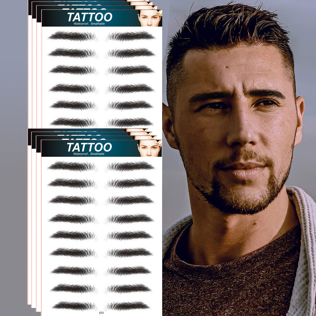 Eyebrow Tattoo for Men Realistic Fake Tattoo Eyebrows 10 Pairs Black ...