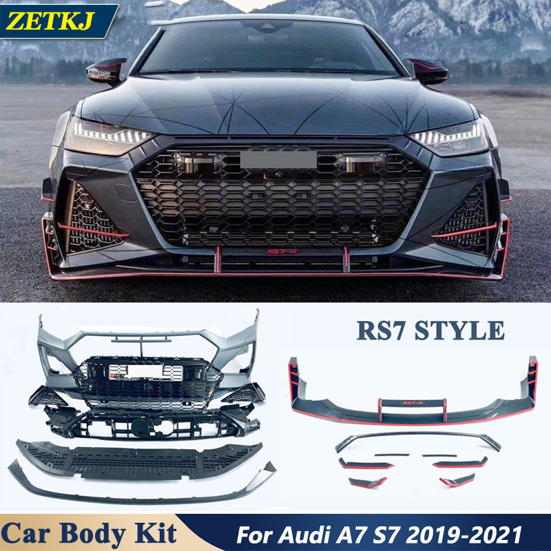 ☯New R-type Car Front Bumper Kit with Grille ABT Type Red Stripe Front ...