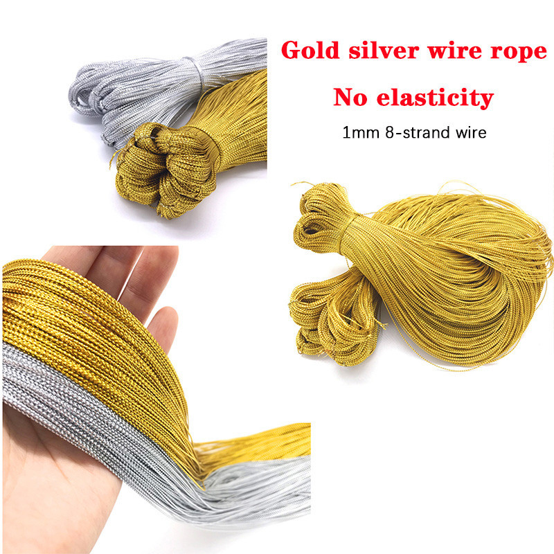 50/100M Gold Thread Hanging Tag Rope 8-Strand Round Coreless Elastic ...