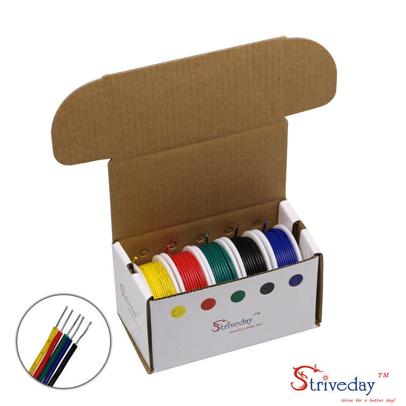 30m/box 20awg UL 1007 (5 colors in a box Mix Solid Wires Kit) High ...