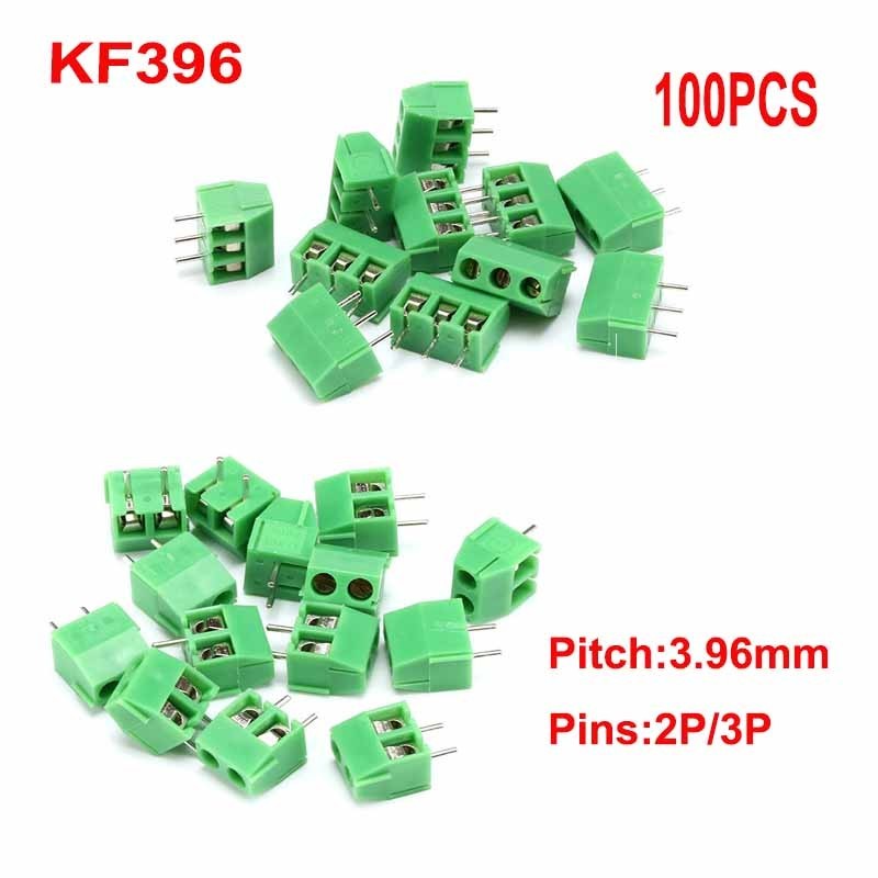 유100pcs KF396 2P 3P 3.96mm Pitch Screw Type PCB Terminal Block ...