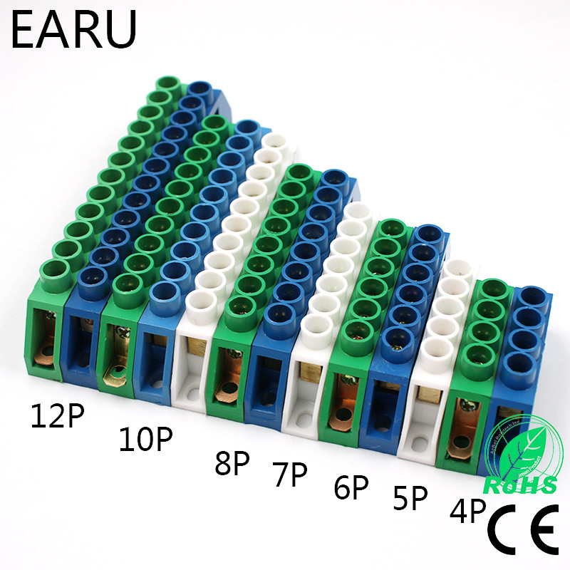 Blue White Green Bridge Design Zero Line 4-12 Pole Screw Brass Copper ...