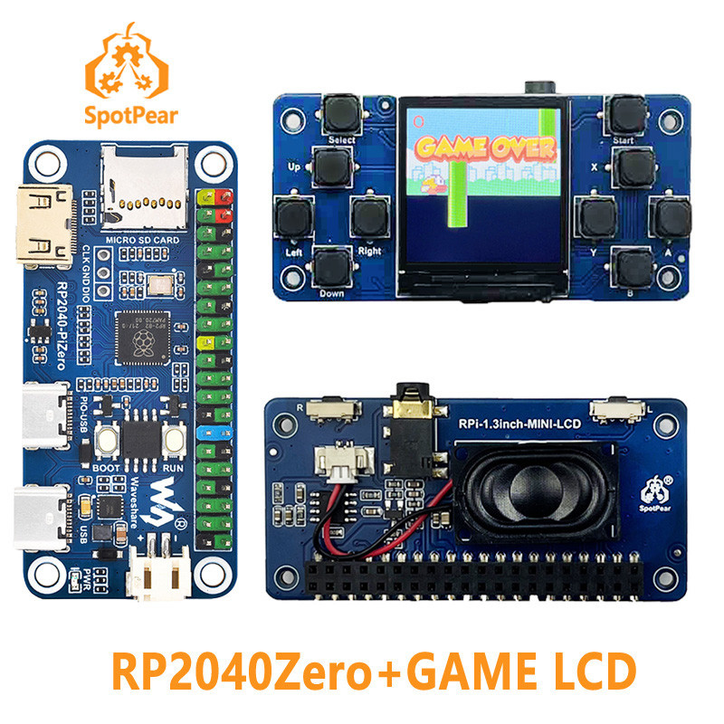 Raspberry Pi PICO RP2040-PiZero WITH 1.3inch LCD Game HAT Display Screen ST7789 Audio Buzzer ...