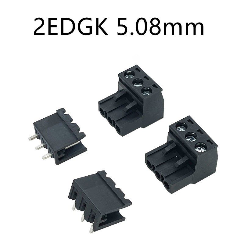 10Sets 2EDGK 5.08mm Black PlUG-IN Terminal Blocks Screw Type PCB Connector Right Angle Plug Pin ...