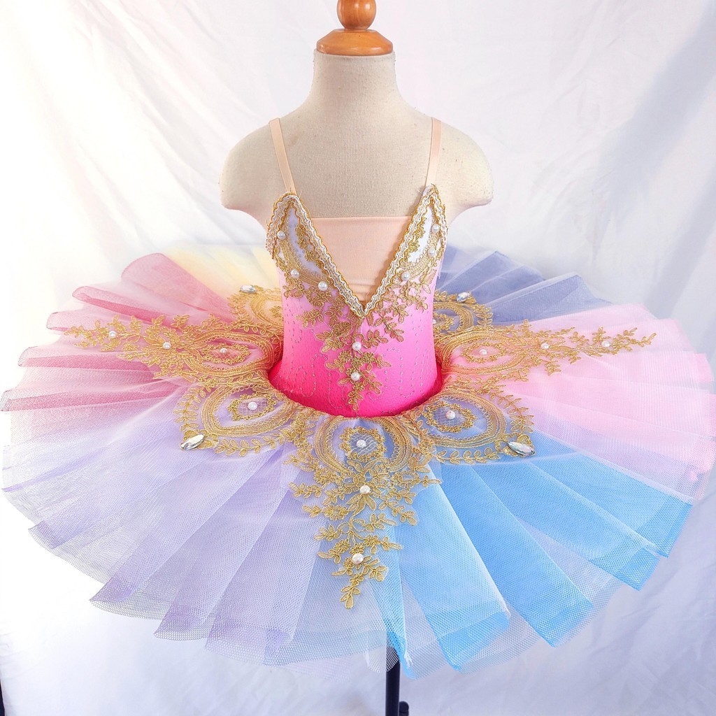 ♝Adult Children's Professional Ballet Tutu Rainbow Ballet Costume Kids Sleeping Beauty Dress Fem ...