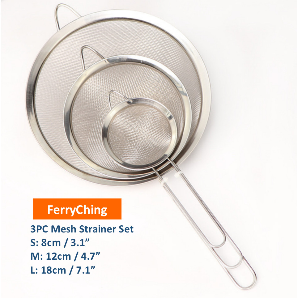 ☈3PC Mesh Strainers Set Stainless Steel Colanders and Sifters for Sift ...