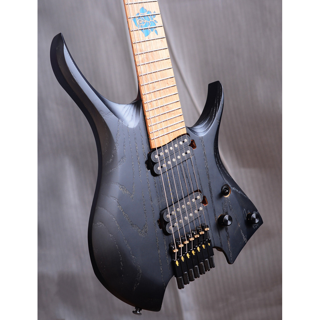 2022 Fanned frets 7 Strings Headless Electric Guitar black color ...