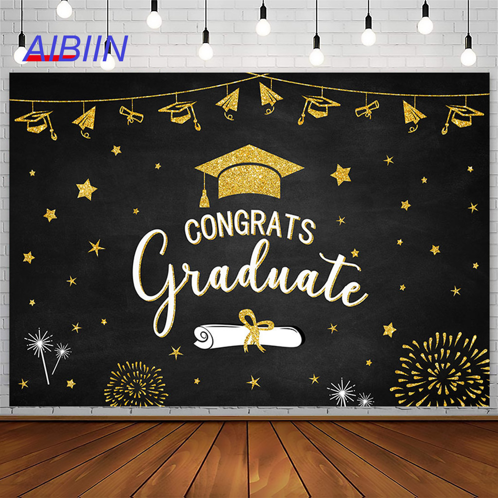 Congratulation Graduate Photography Background Black Gold Glitter ...