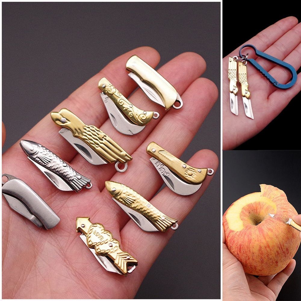 Mini Folding Knife Keychain Multifunctional Stainless Steel Paring ...