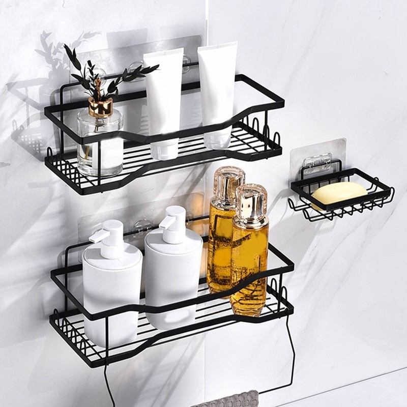 -1 Set Black Bathroom Rack Toilet Rack Toiletry Storage Rack Free ...