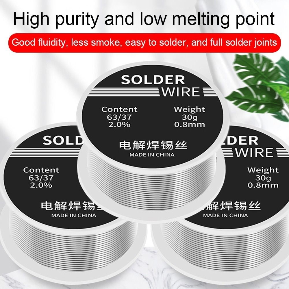 ♛30g 0.8mm Welding Solder Wire High Purity Low-melting Rosin Core Soldering Wire Roll No-clean F ...