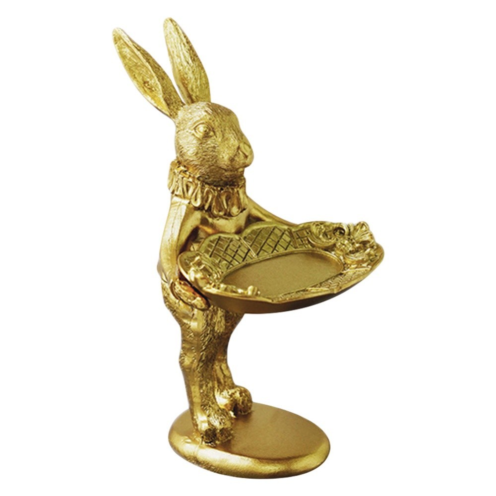 ~Gold Rabbit Statue Storage Tray Modern Light Luxury Easter Bunny ...