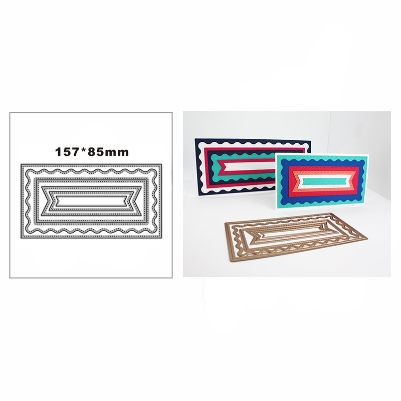 ♛New Ultra-thin Wave Rectangular Layer Metal Cutting Die Scrapbook Template Cutting Card Making ...