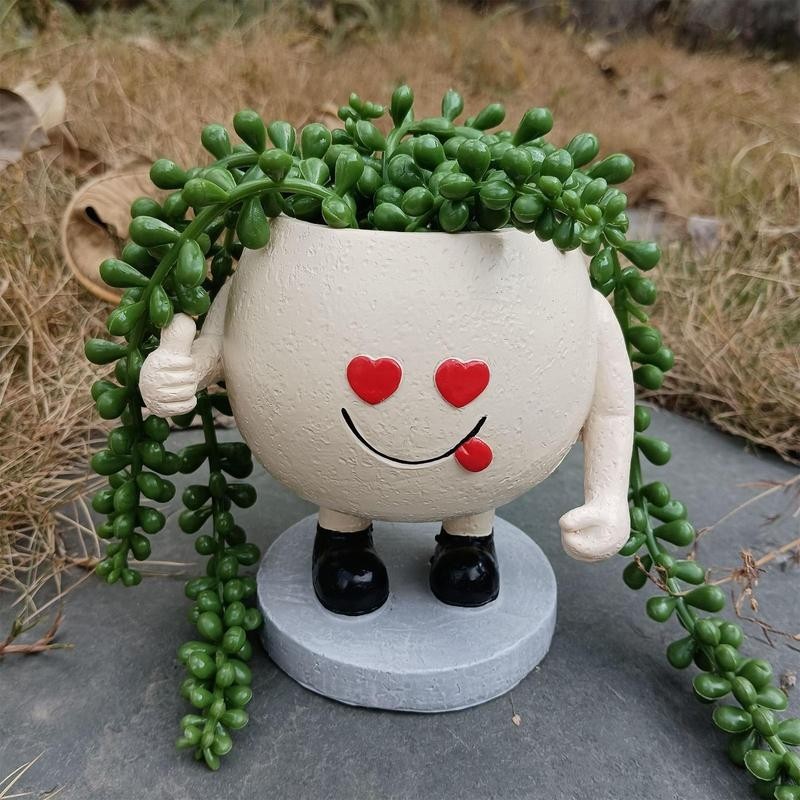 ☬Adorable Succulent Pots Decor Resin Planters with Smiling Faces Thumbs ...