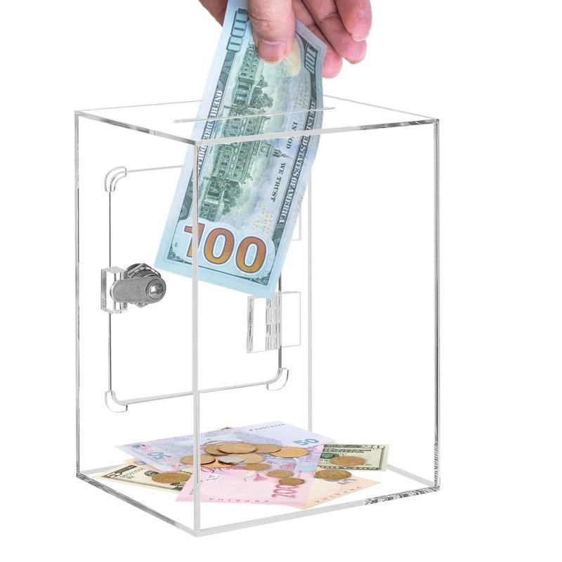 Clear Acrylic Money Bank With Transparent Acrylic Square Large Capacity ...