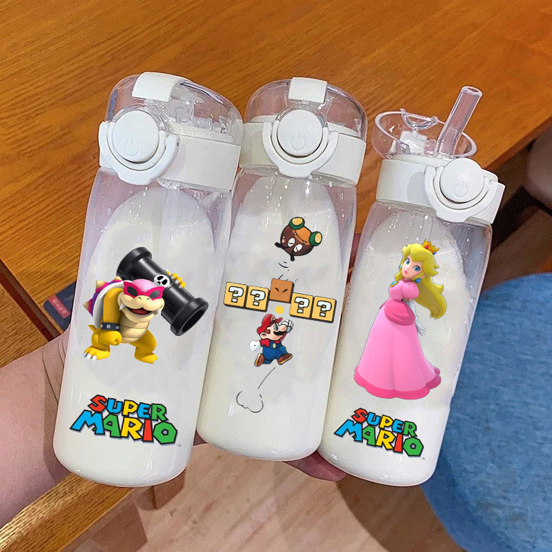 Super Mario Bros Straw Bottles Cup 600\400ML Luigi Yoshi Drinking ...