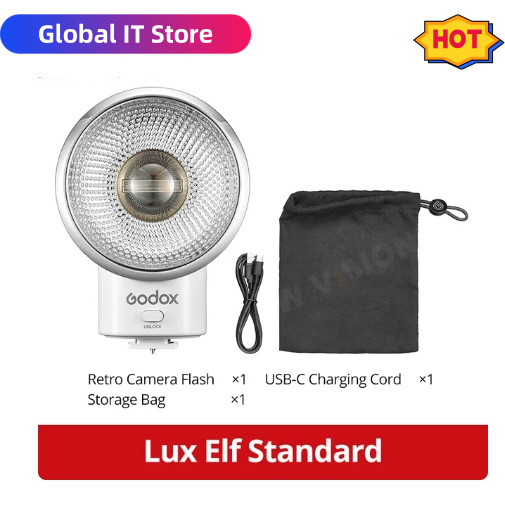 ☄Godox Lux Elf Retro Camera Flash built-in 7.4V 350mAh lithium battery ...