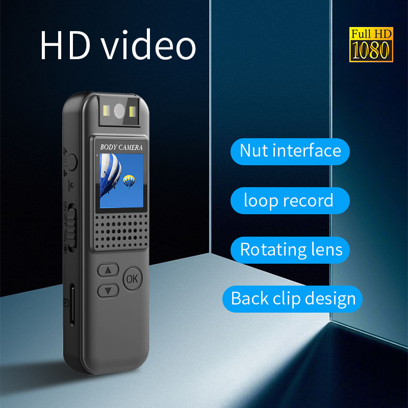 Mini Camera With HD IPS Screen,180°Rotatable Len And Back Clip Full HD ...
