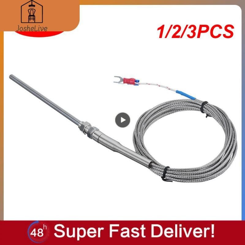 ⚔1/2/3PCS PT100 type 2m metal braided cable 30mm probe head RTD ...
