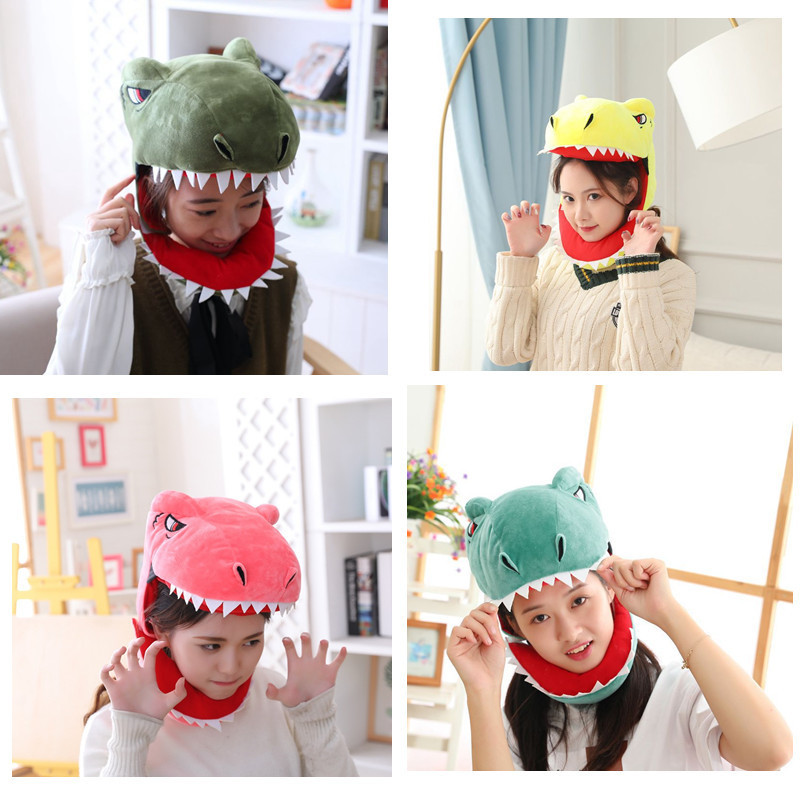 Cosplay Party Funny Plush Dinosaur Shark Cap Lifelike Animal Hat ...