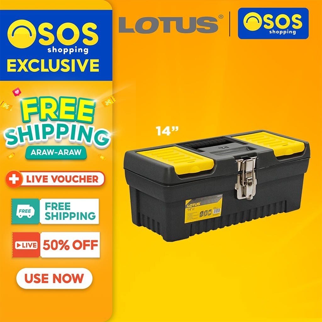 LOTUS Original 14" Plastic Tool Box with Removable Tray LTTSTB1400 ...