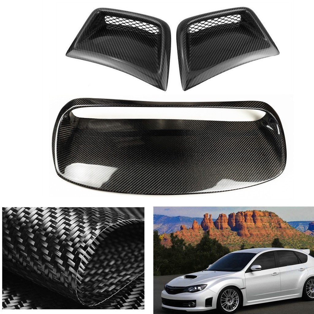 ★Carbon Fiber Side Air Duct Bonnet Vent Trim Engine Hood Scoop Cover ...