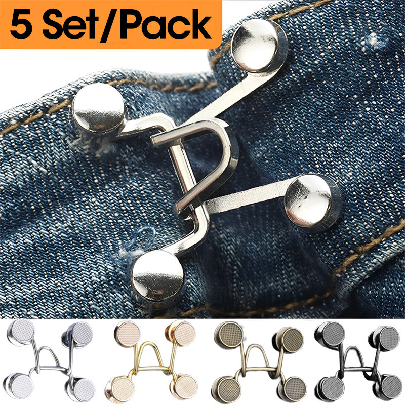 5 Set Detachable Jean Button Metal Snap Fastener Buttons Pants Pins DIY ...