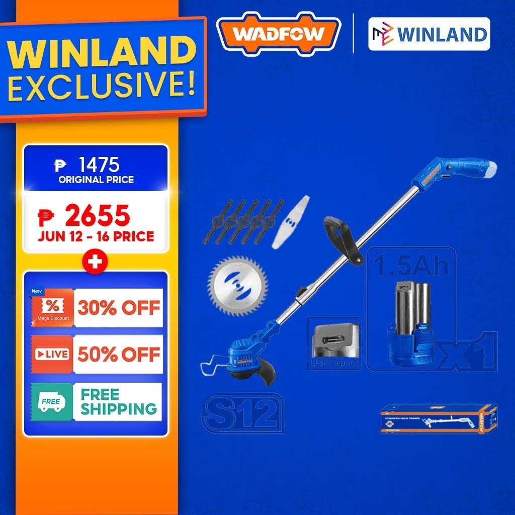 Wadfow by Winland S12 Series Lithium-Ion Cordless Grass Trimmer 12V ...