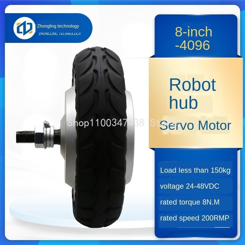 8-Inch 4096-Wire Servo Hub Motor ZlAC706/CAN/8015 Driver 24V DC Robot AGV Internal Encoder Ot ...