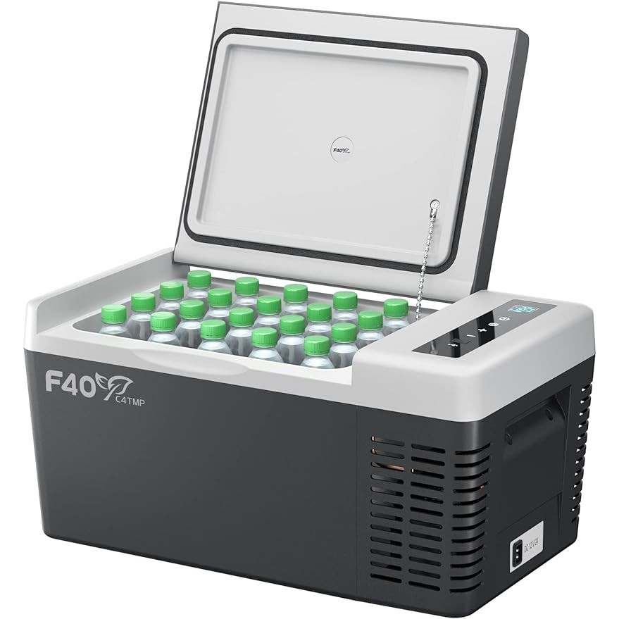 ☢12 Volt Refrigerator 20 Quart 12V Fridge(-8℉~50℉) 18L Portable Freezer with Compressor 100-240 ...