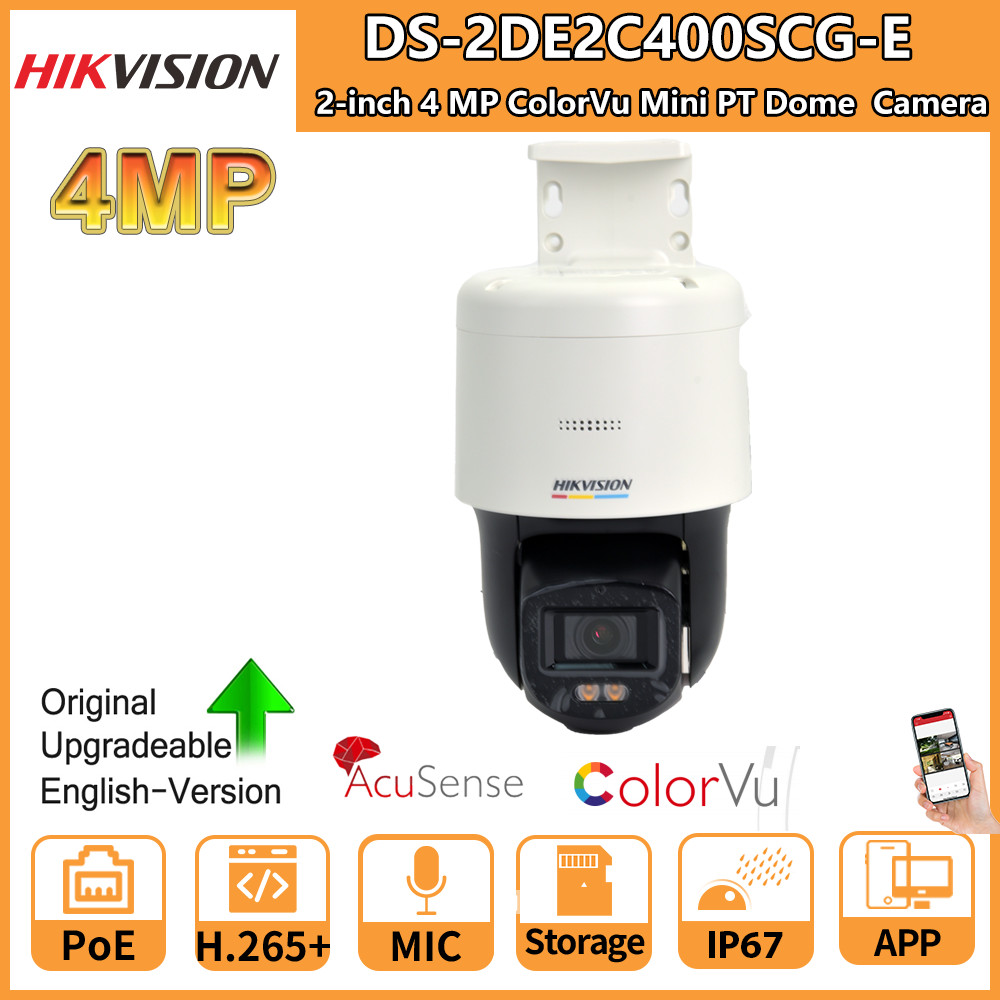 ♟Hikvision IP Camera 2-inch 4MP ColorVu Mini PT Dome Network Camera DS ...