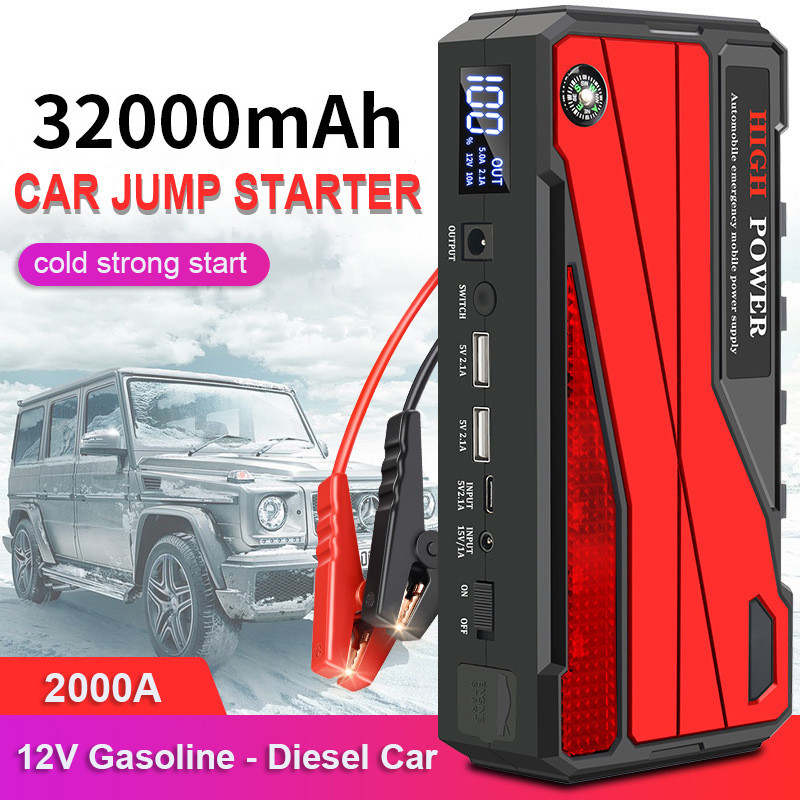 【Portable Car Engine Jump Starter 32000mAh Battery Power Supply Outdoor ...